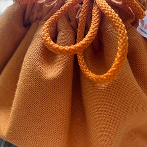 Drawstring Orange Linen Makeup Bag | Cosmetic Bag | Pumpkin | Dice Bag ...