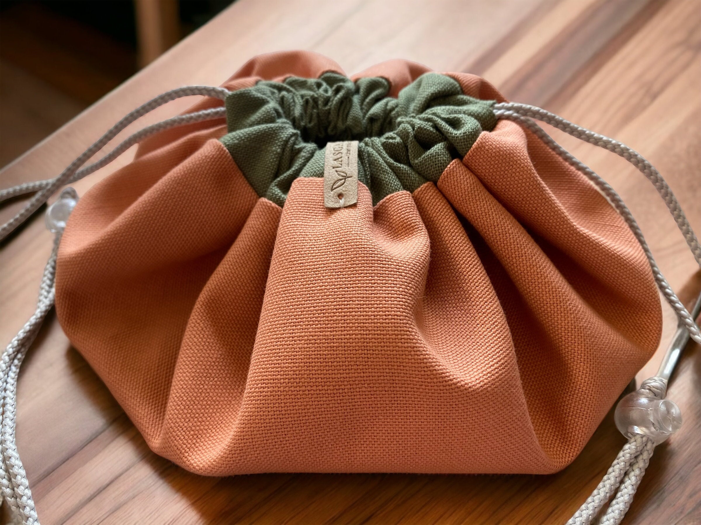 Green Drawstring Makeup Bag Toiletry Bag Cosmetic Travel Lay Flat Bag ...