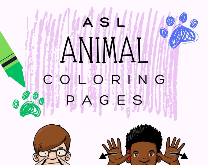 ASL Animal Coloring Pages Language Learning Resource, ASL for Kids - Etsy
