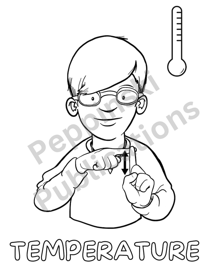 ASL Weather Signs Coloring Pages | Educational Coloring Pages, American ...