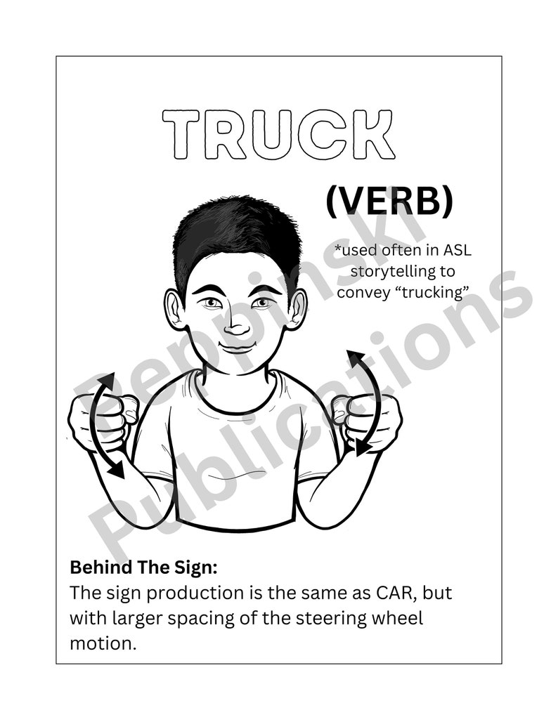 ASL Transportation Coloring Pages | ASL for Kids, American Sign ...