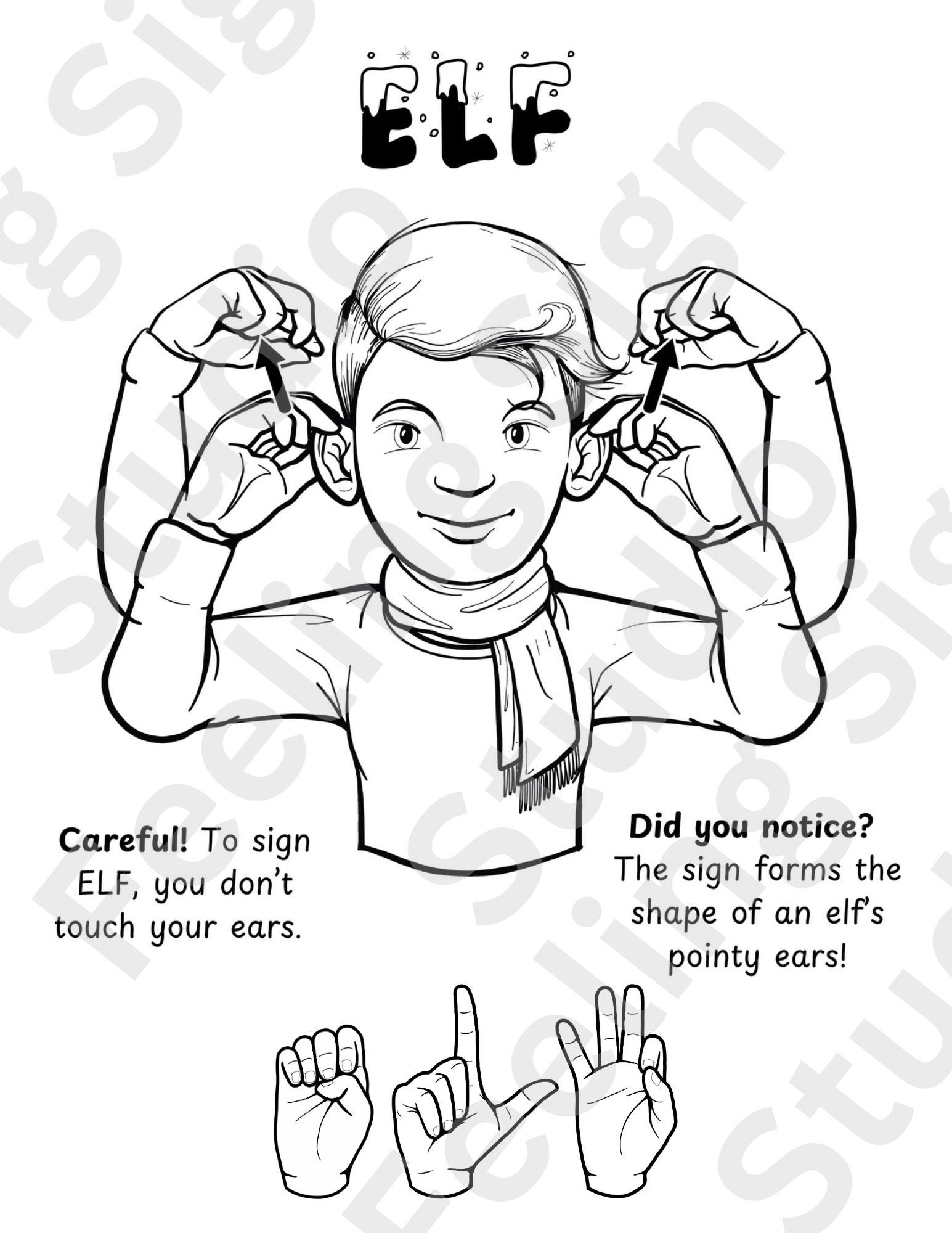 ASL Christmas Coloring Sheets | American Sign Language, ASL for Kids ...