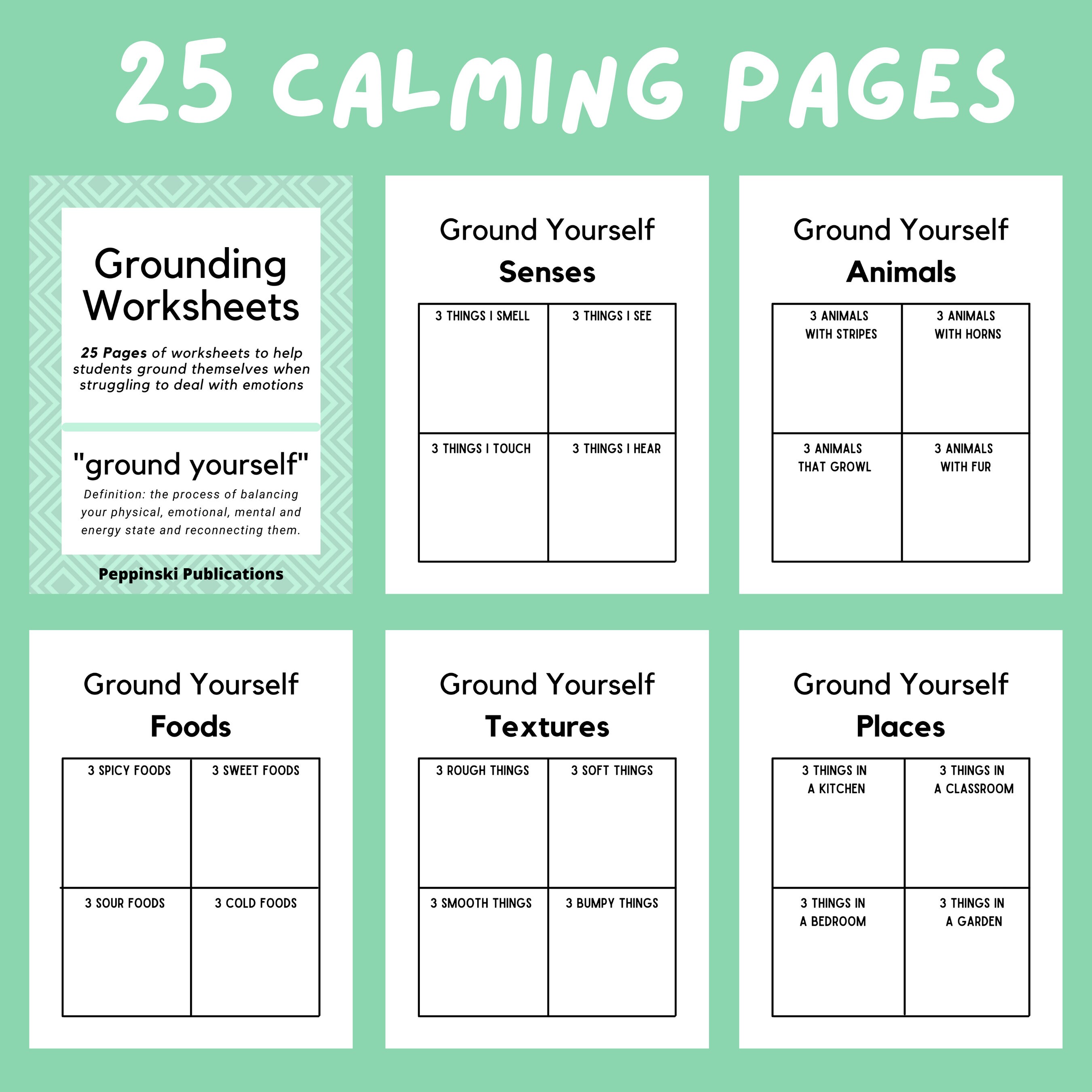 Calming Worksheets for Kids Emotional Grounding Worksheets - Etsy