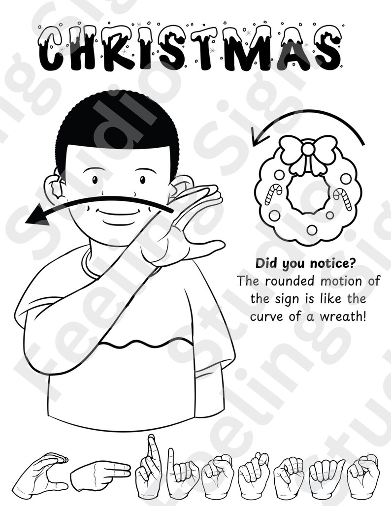 ASL Christmas Coloring Sheets | American Sign Language, ASL for Kids ...