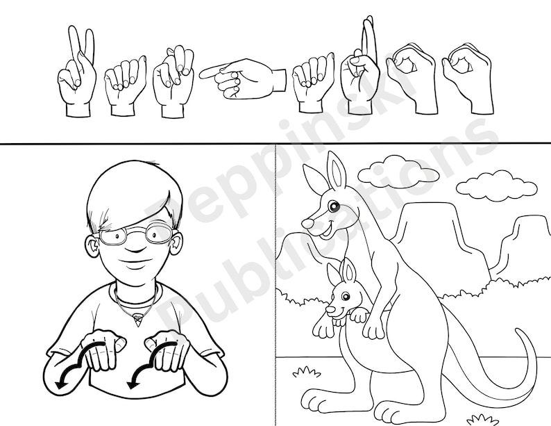 ASL Animal Coloring Pages | Language Learning Resource, ASL for Kids - Etsy