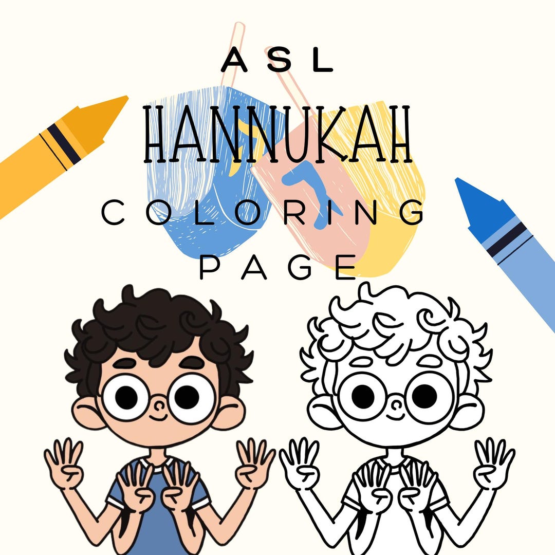 Hanukkah American Sign Language Coloring Page | ASL, ASL for Kids ...