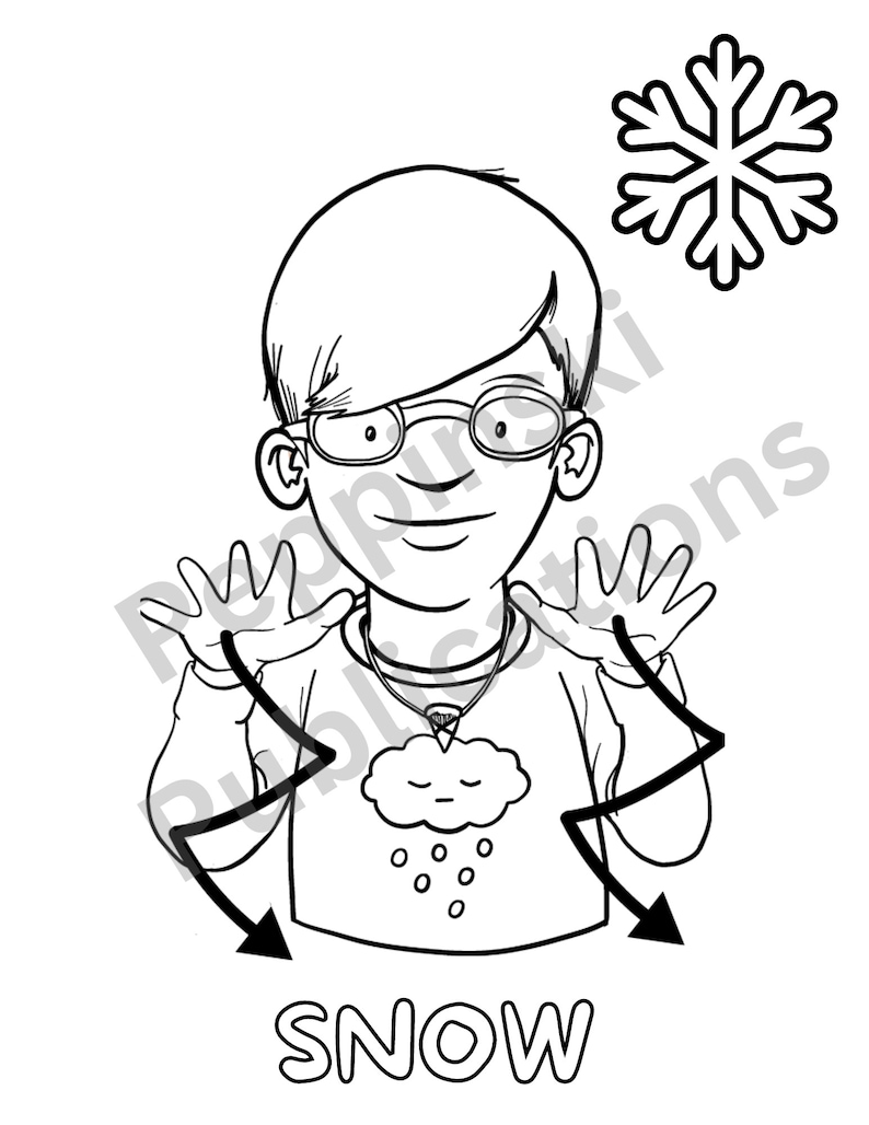 ASL Weather Signs Coloring Pages | Educational Coloring Pages, American ...