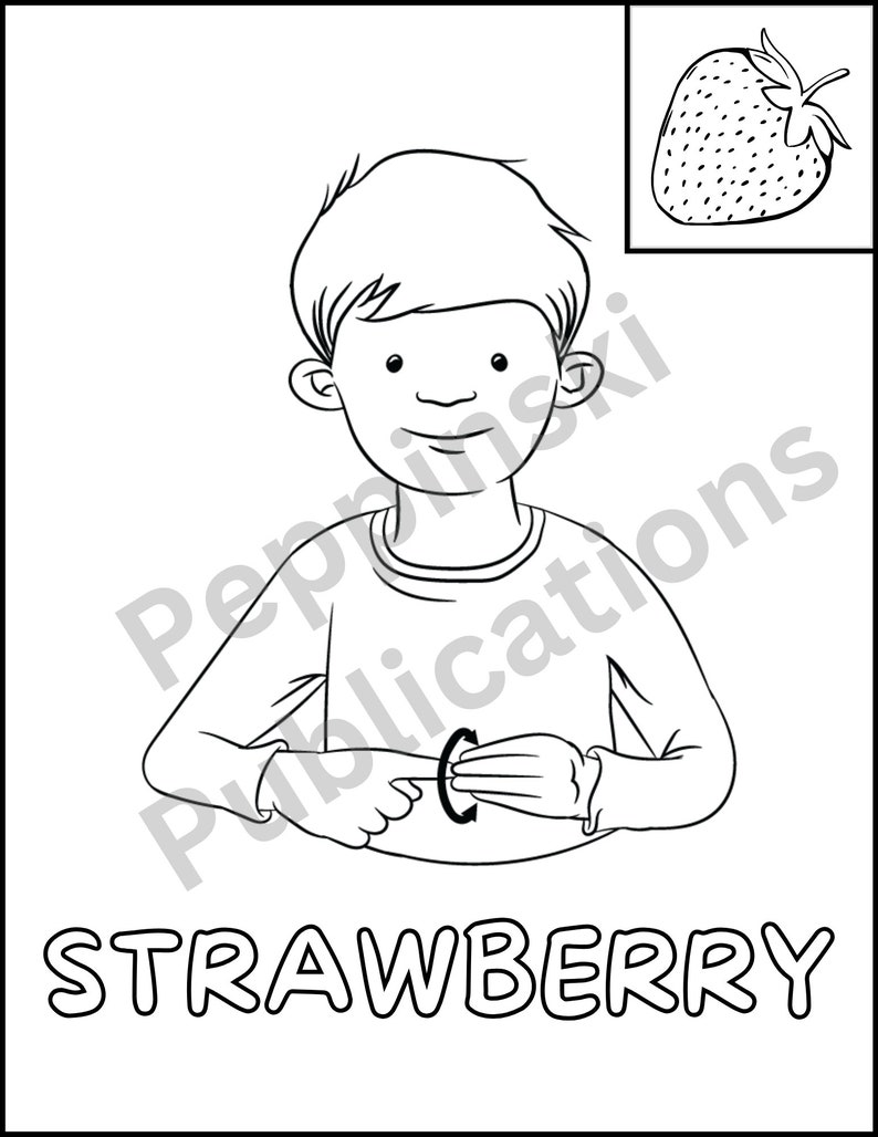 ASL Fruits Coloring Pages | American Sign Language, Children Language ...
