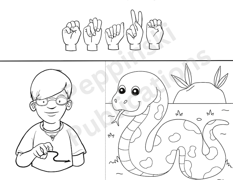 ASL Animal Coloring Pages | Language Learning Resource, ASL for Kids - Etsy