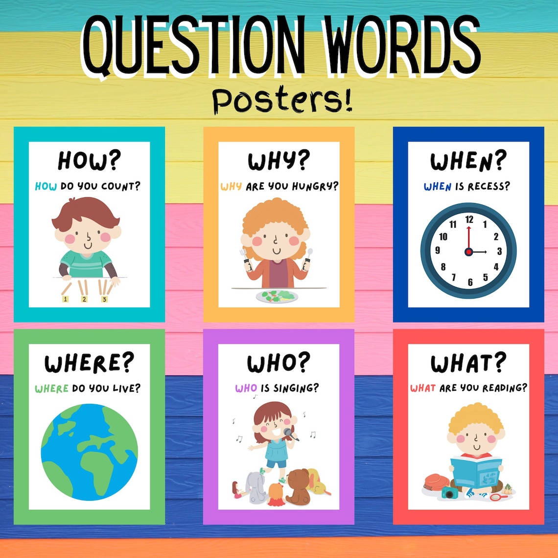 Question Words Posters | Pre-k Resource | Kindergarten Classroom Decor ...