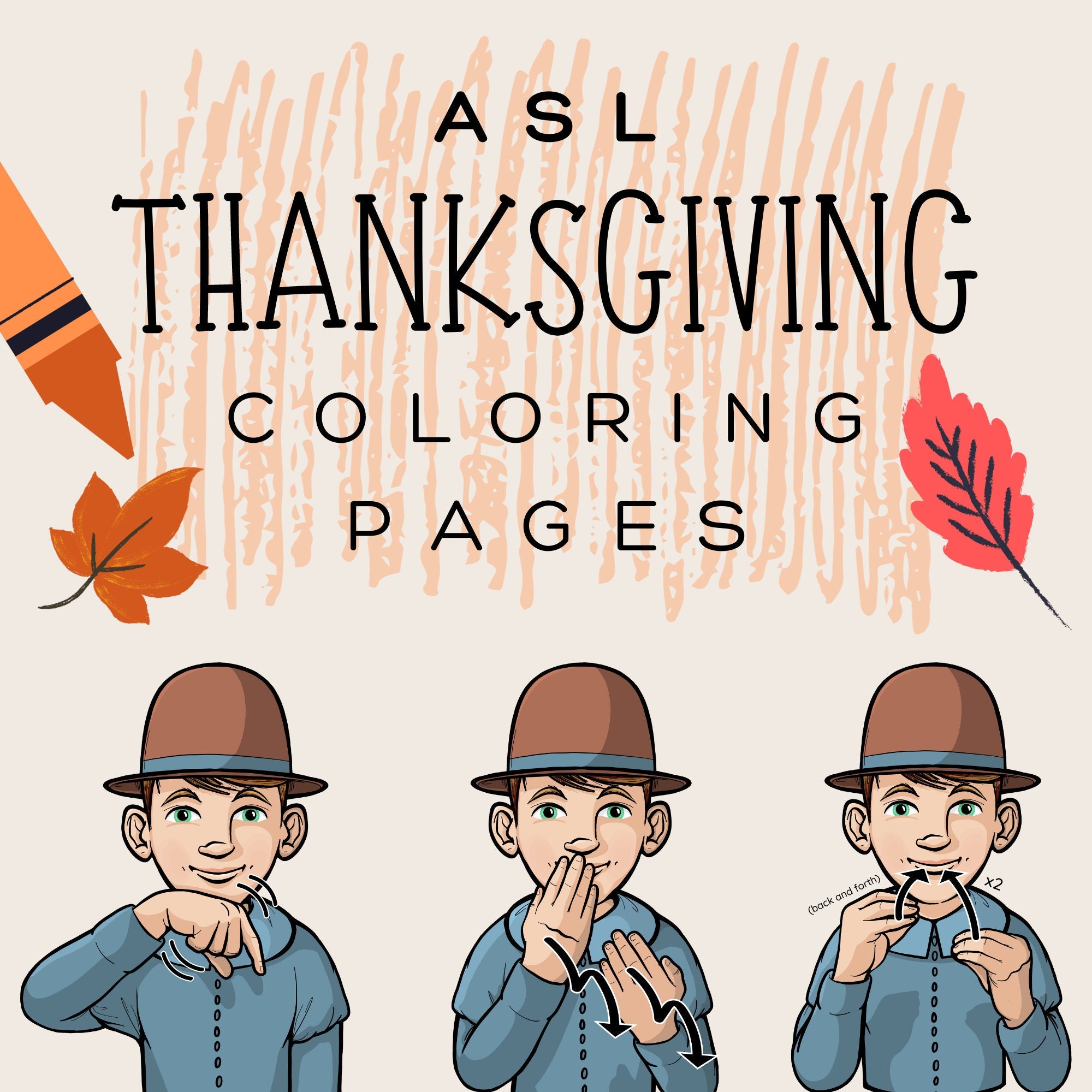 Thanksgiving American Sign Language Coloring Pages | Coloring for Kids ...