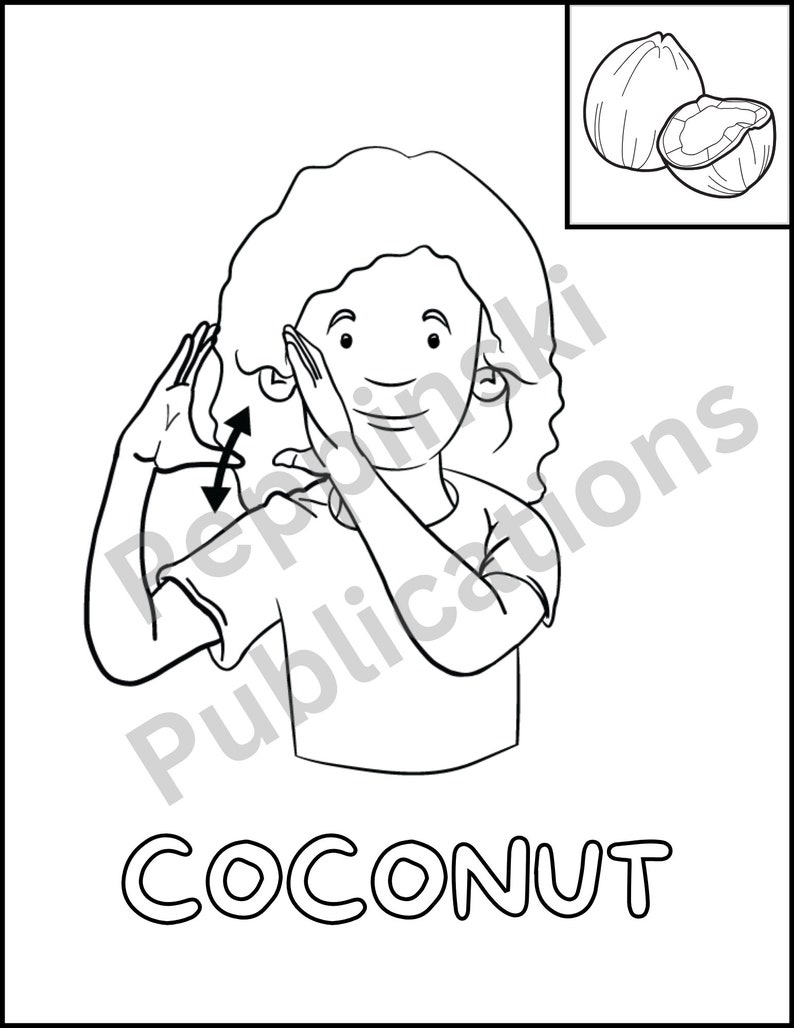 ASL Fruits Coloring Pages | American Sign Language, Children Language ...