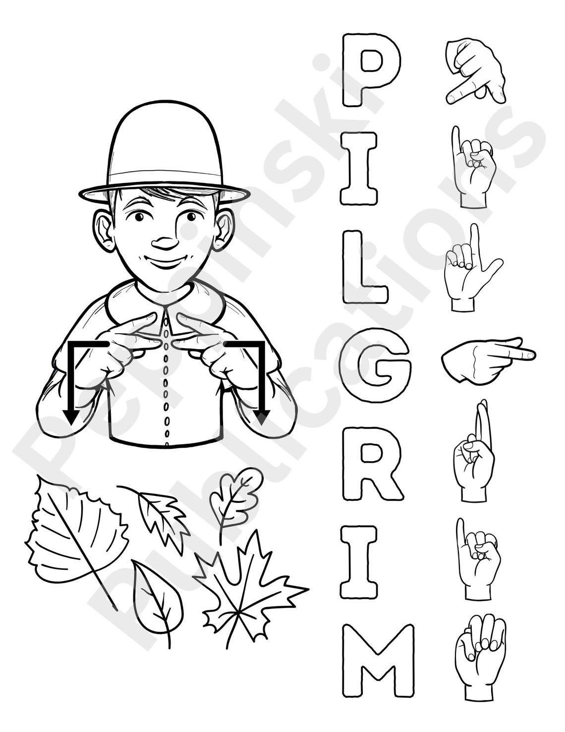 Thanksgiving American Sign Language Coloring Pages | Coloring for Kids ...