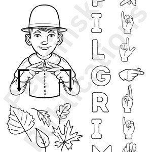 Thanksgiving American Sign Language Coloring Pages | Coloring for Kids ...
