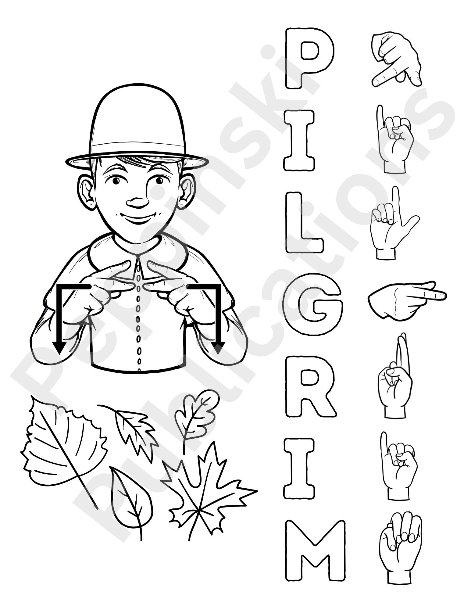 Thanksgiving American Sign Language Coloring Pages | Coloring for Kids ...
