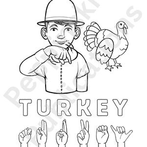 Thanksgiving American Sign Language Coloring Pages | Coloring for Kids ...