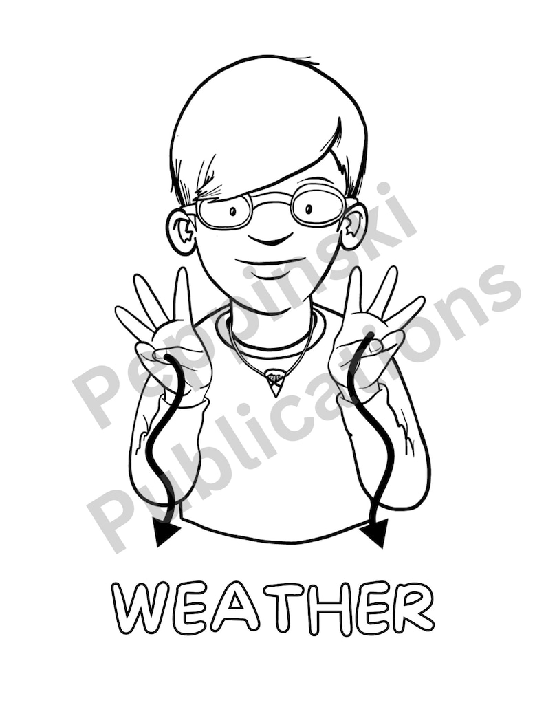 ASL Weather Signs Coloring Pages | Educational Coloring Pages, American ...