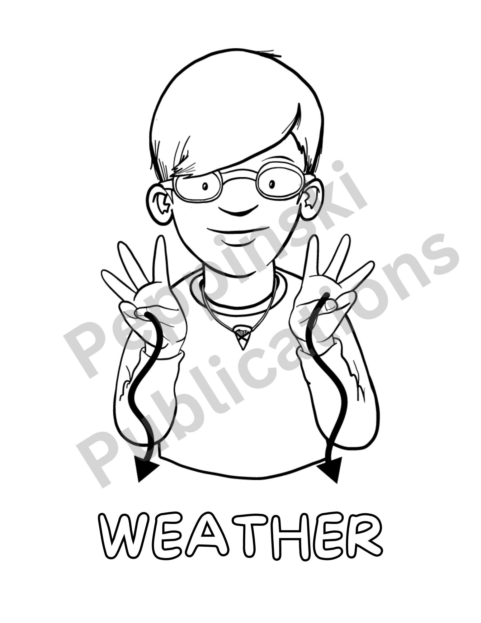 ASL Weather Signs Coloring Pages | Educational Coloring Pages, American ...
