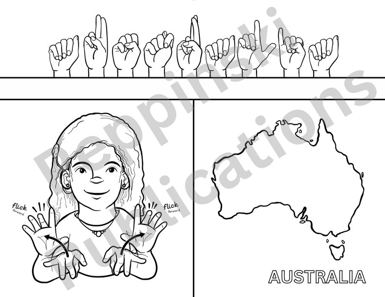 ASL Countries Coloring Pages Educational Coloring Pages, Beginner ASL ...