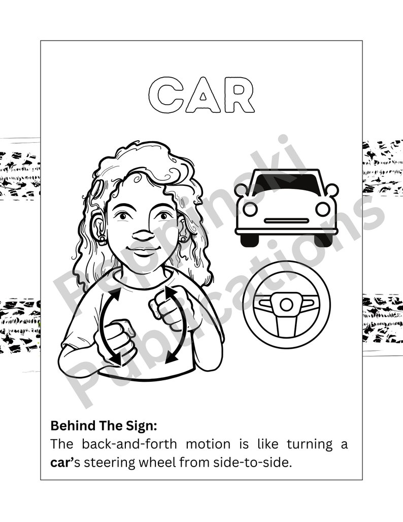 ASL Transportation Coloring Pages | ASL for Kids, American Sign ...