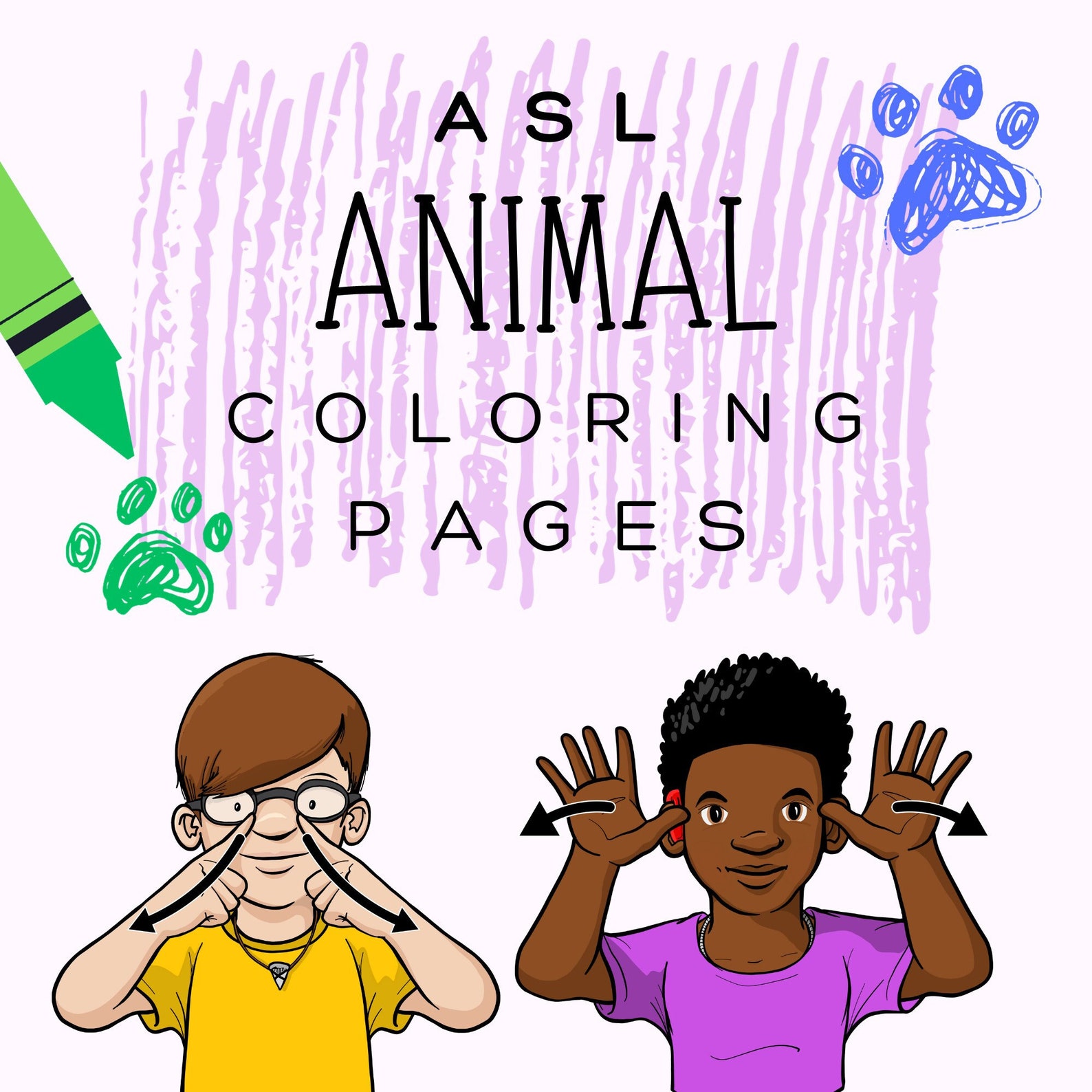 ASL Animal Coloring Pages | Language Learning Resource, ASL for Kids - Etsy