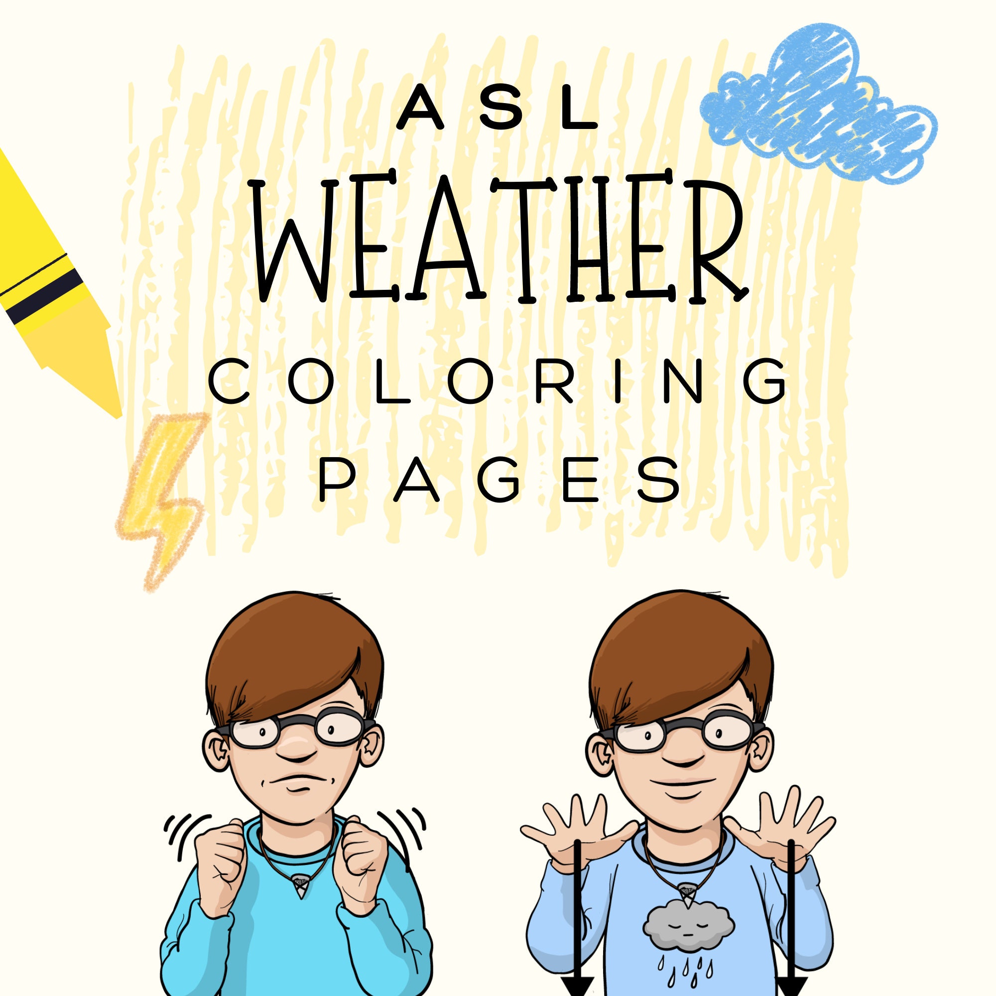 ASL Weather Signs Coloring Pages | Educational Coloring Pages, American ...