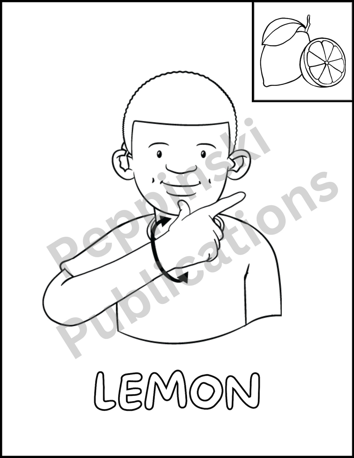 ASL Fruits Coloring Pages | American Sign Language, Children Language ...