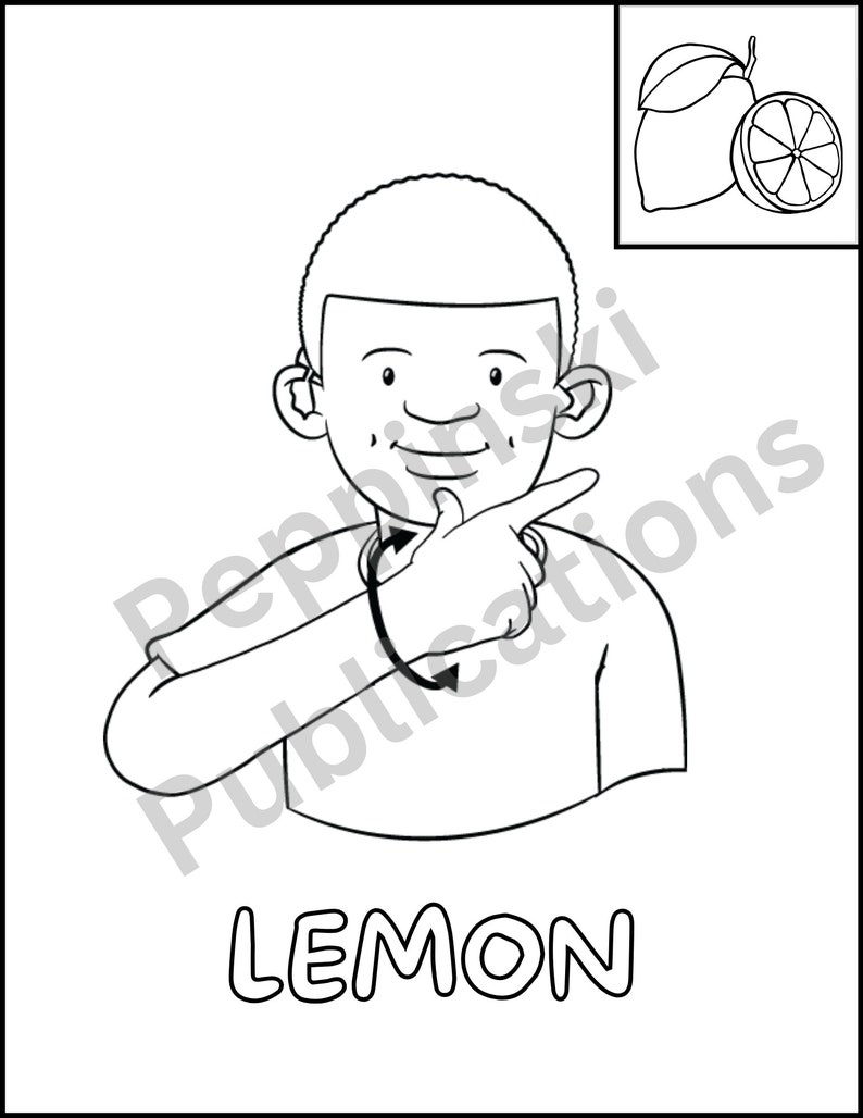 ASL Fruits Coloring Pages | American Sign Language, Children Language ...