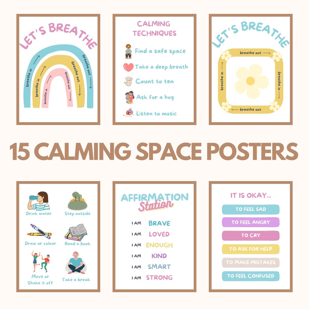 15 Calming Space Posters Kids Classroom Printables Digital Downloads ...