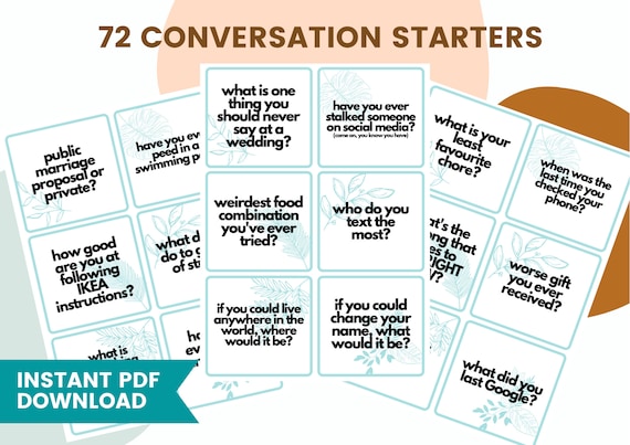 Conversation Starters Printables Digital Downloads | Etsy