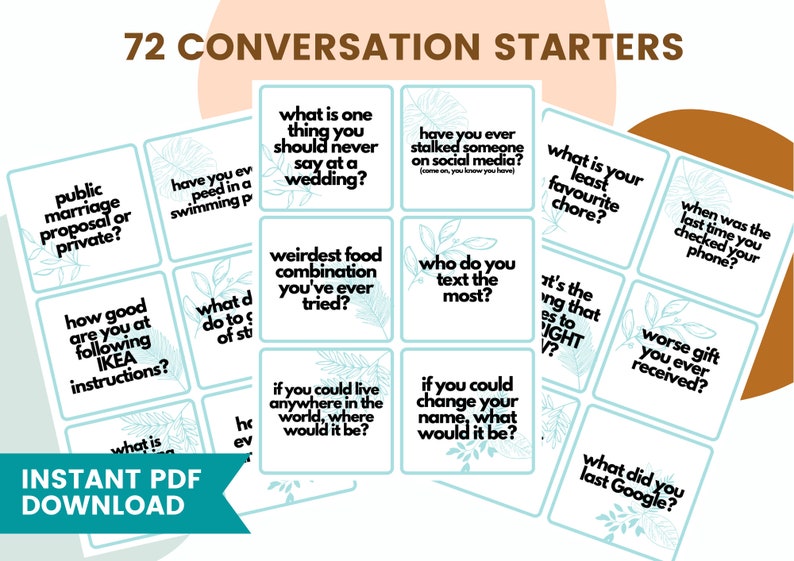 Conversation Starters Printables Digital Downloads Icebreaker Cards - Etsy