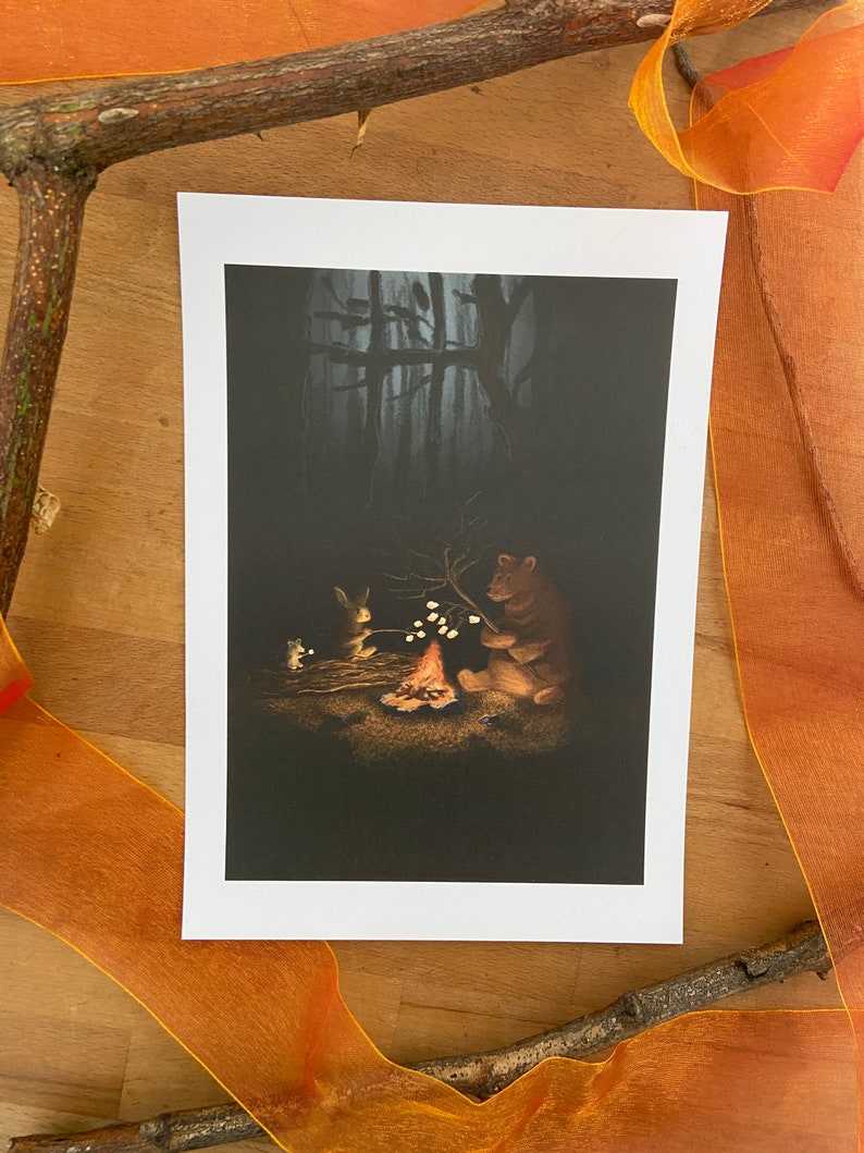 Nature Cottagecore Wall Art Decor, Travelling Camping Cute Bear Fox and ...