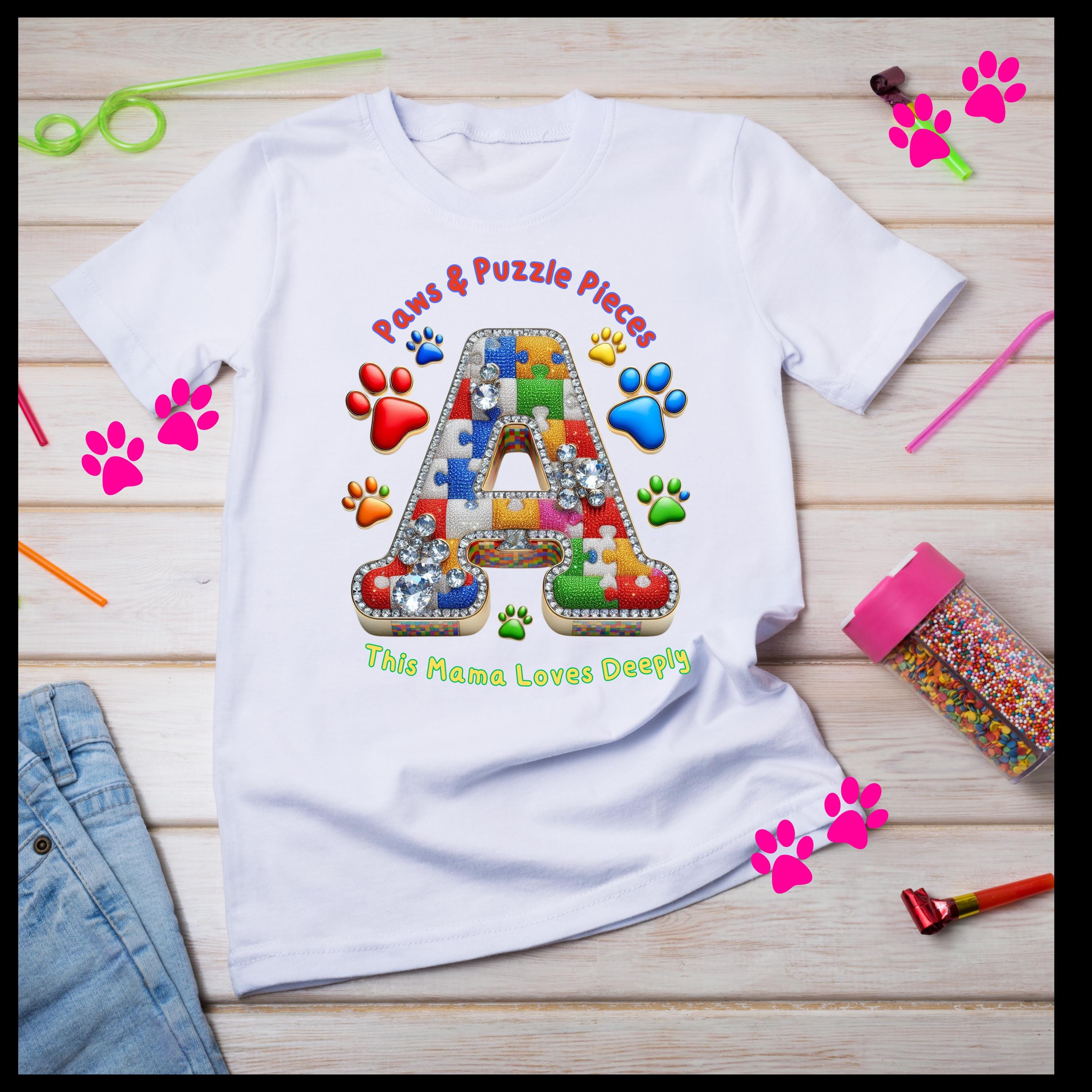 Paws & Puzzle Pieces Letter A PNG – Autism Awareness Dog Mom ...