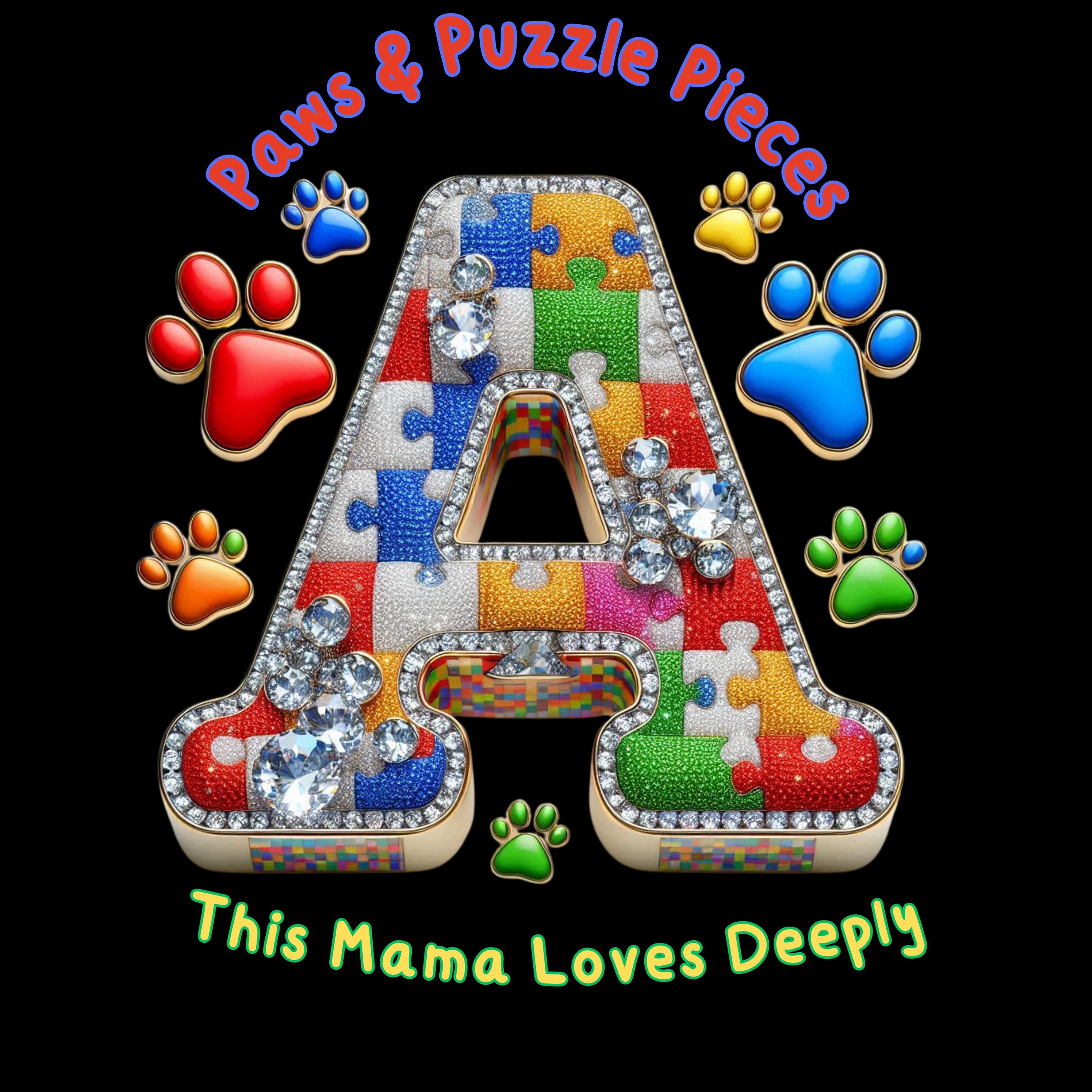 Paws & Puzzle Pieces Letter A PNG – Autism Awareness Dog Mom ...