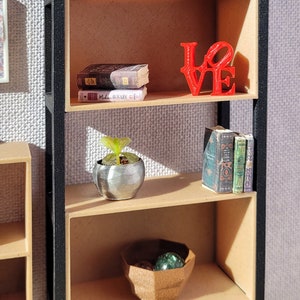 Miniature Tall Bookshelf, Dollhouse Shelving Unit, Storage Rack for ...