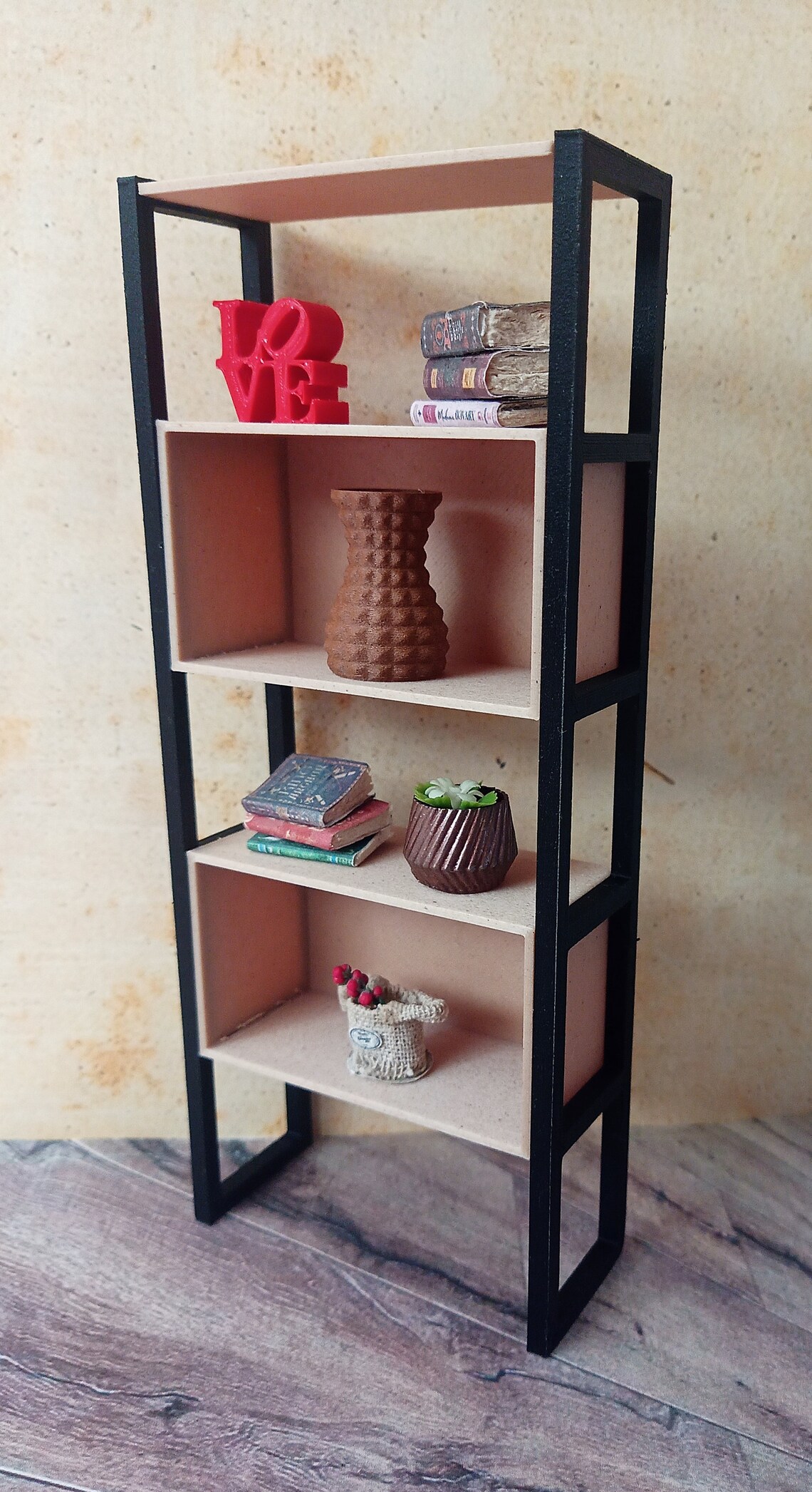 Miniature Tall Bookshelf, Dollhouse Shelving Unit, Storage Rack for ...