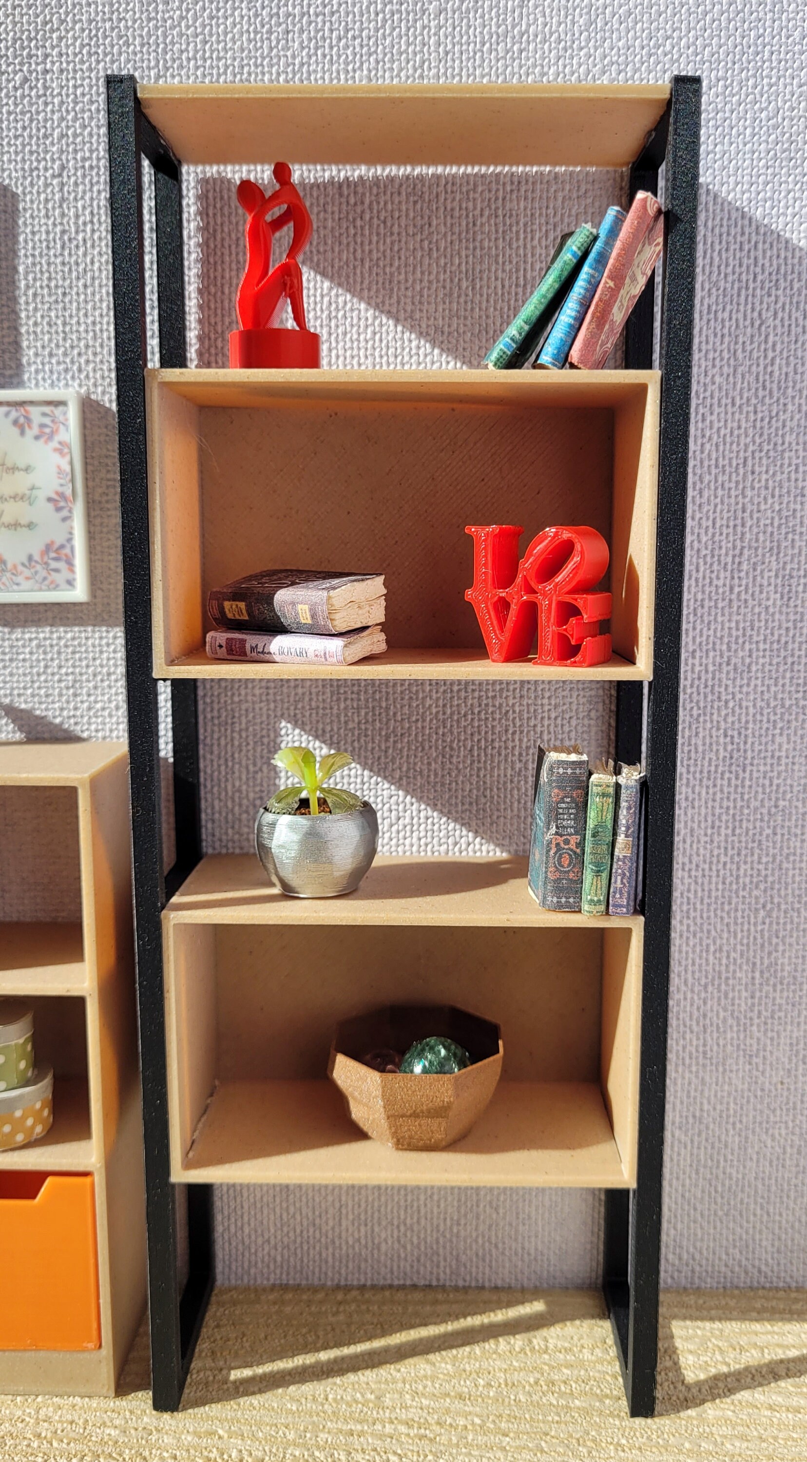 Miniature Tall Bookshelf, Dollhouse Shelving Unit, Storage Rack for ...