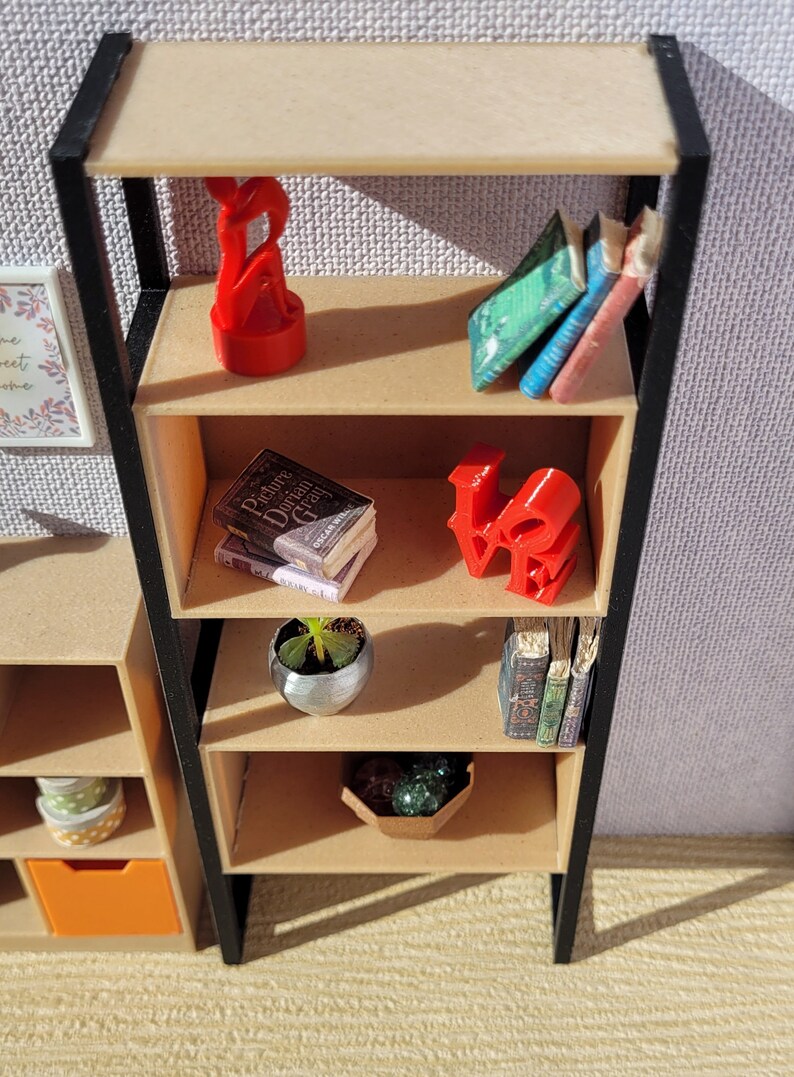 Miniature Tall Bookshelf, Dollhouse Shelving Unit, Storage Rack for ...