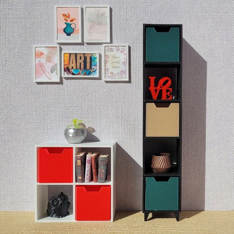 Tall 5 Cube Storage Unit, Miniatures Shelving, Shelving for Dollhouse ...