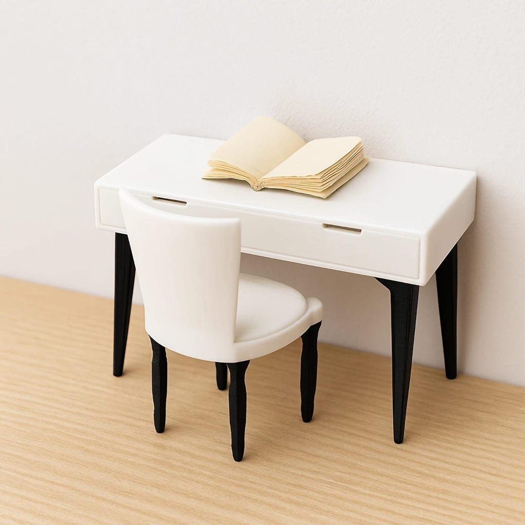 Miniature Study Desk and Chair, 1 12 Scale Study Desk + Chair Set ...
