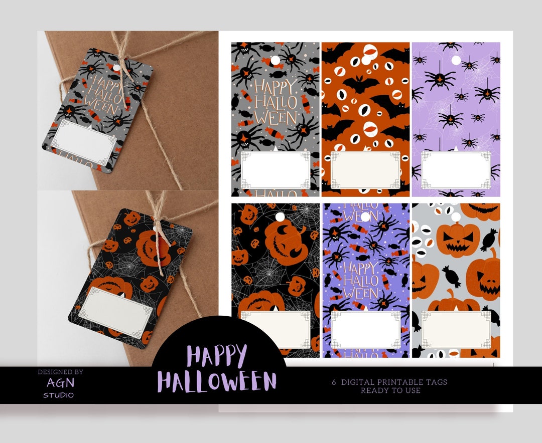 Halloween Gift Tags, Halloween Appreciation Favor Tag, Printable Labels ...