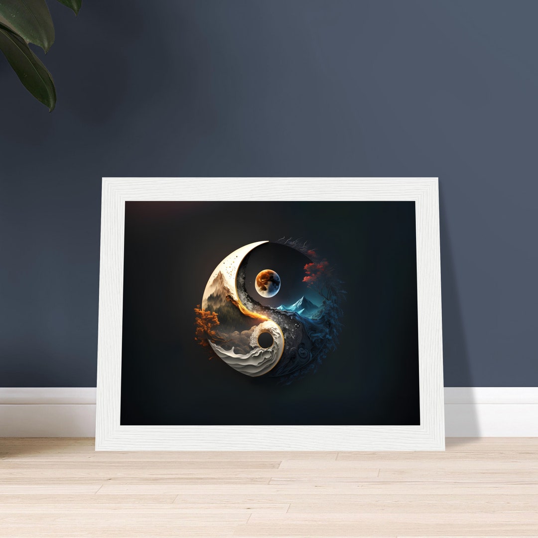Ying Yang Poster Framed Ying Yang Poster Earth and Eclipse Poster Dark ...
