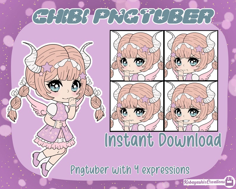 Cute Premade Png-tuber ||chibi||4 Expressions||streaming Avatar||twitch ...