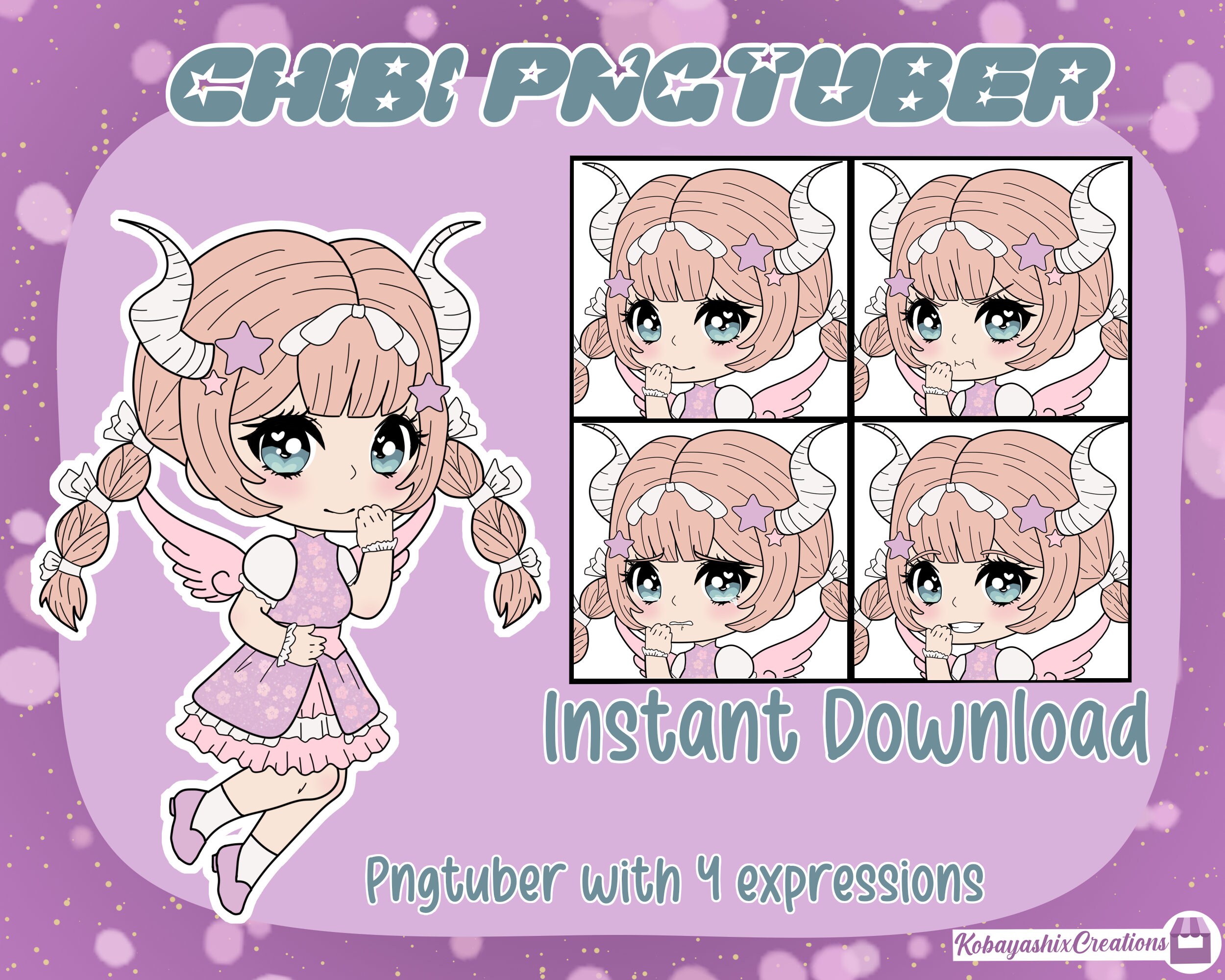 Cute Premade Png-tuber ||chibi||4 Expressions||streaming Avatar||twitch ...