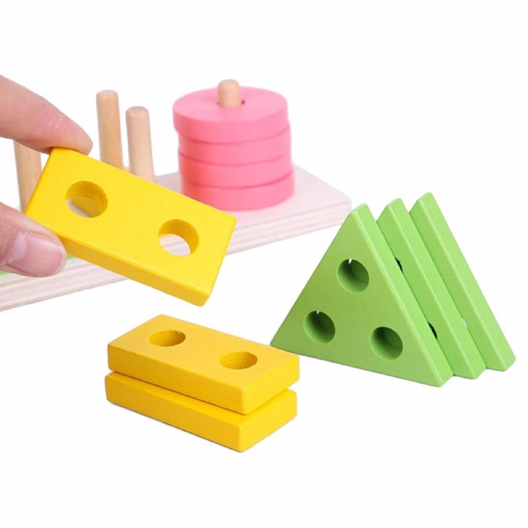 Wooden Sorting Stacking & Color Learning Toy Educational Shape ...