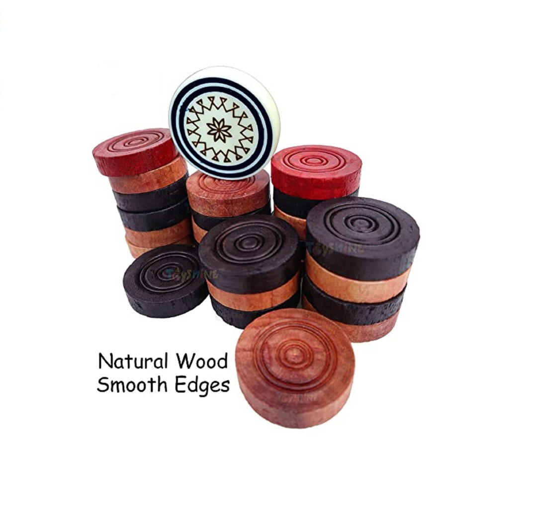 Carrom Playing Coins and Powder 20 Wooden Coins 1 Striker - Etsy