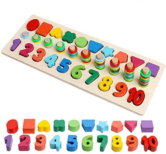 Learning & School Wooden Number Puzzle Math Game for Toddlers Number ...