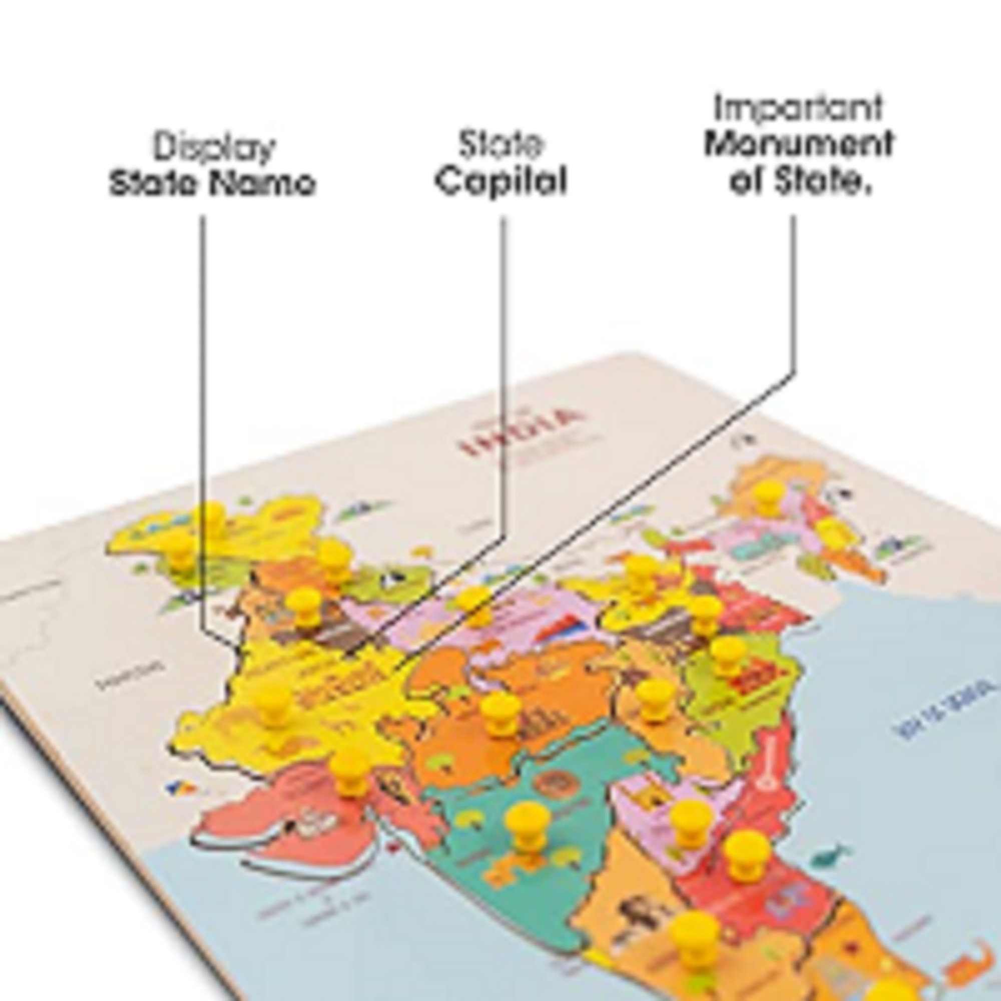 Wooden Educational Learning India Political Map Puzzle Board for Kids ...