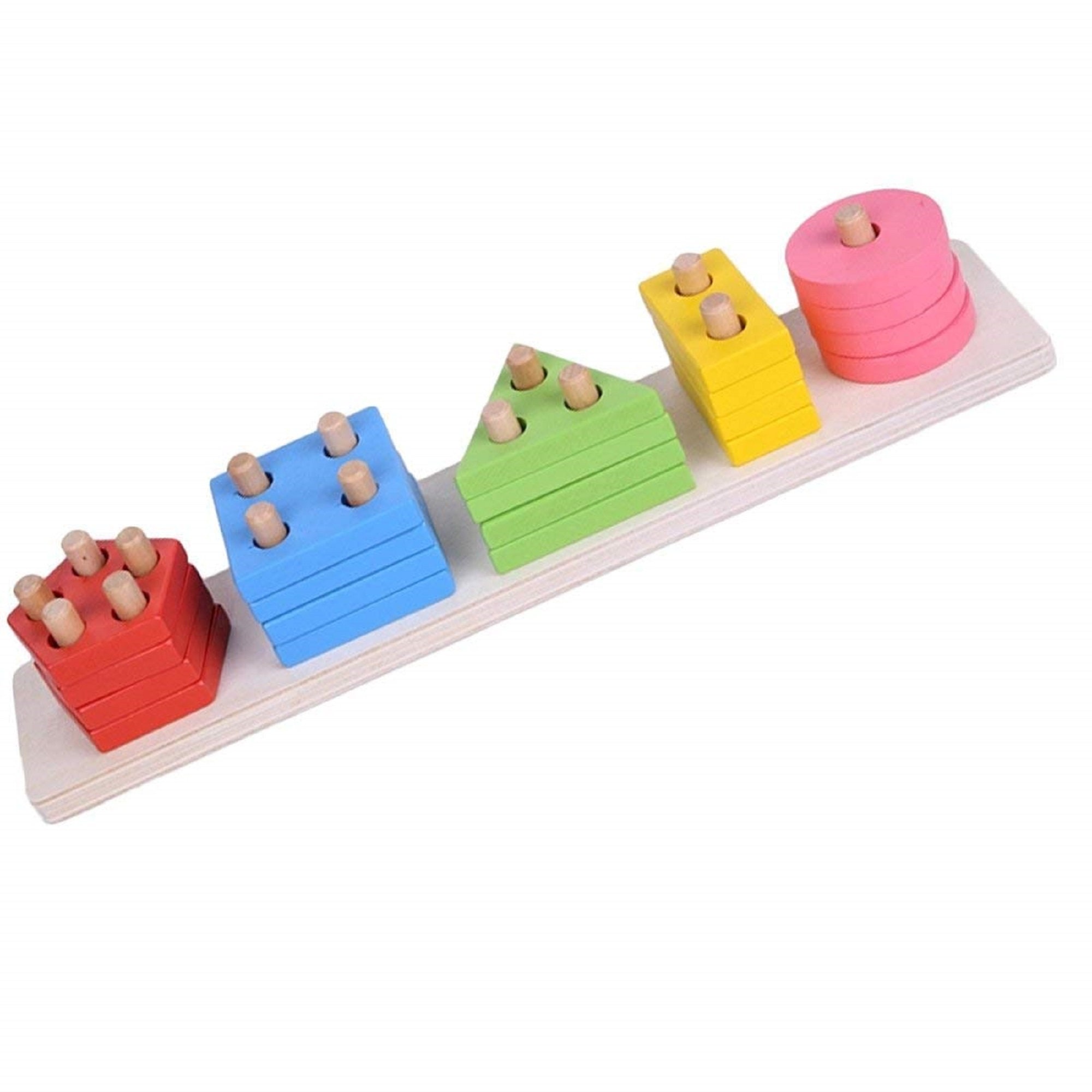 Wooden Sorting Stacking & Color Learning Toy Educational Shape ...