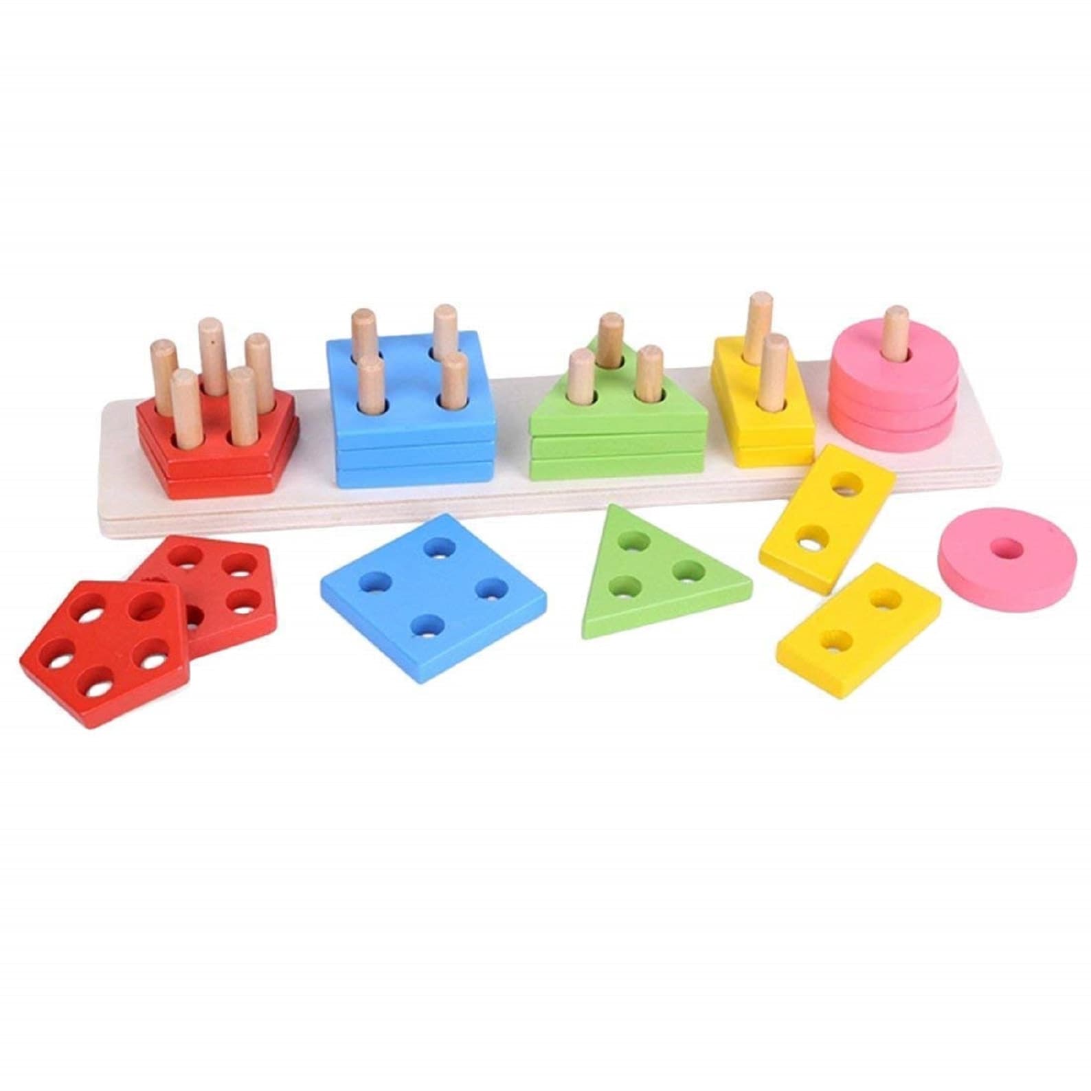 Wooden Sorting Stacking & Color Learning Toy Educational Shape ...